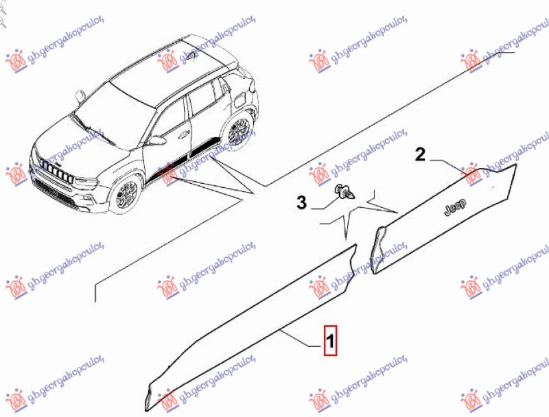 LAJSNA PREDNJIH VRATA (O) Leva str. JEEP AVENGER (2022-) (OEM: 735768129)
