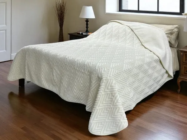 Ćebe Merinos 220x240cm A15 Kocka Prljavo bela boja