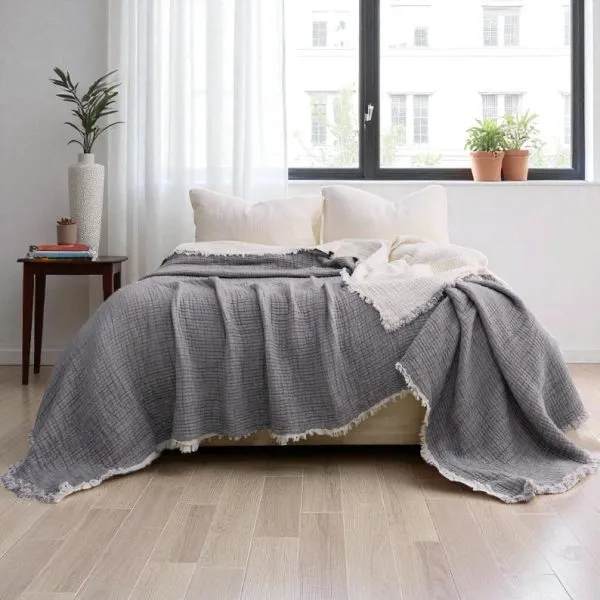 Pamučni prekivač sa dva lica 230x280cm Grey