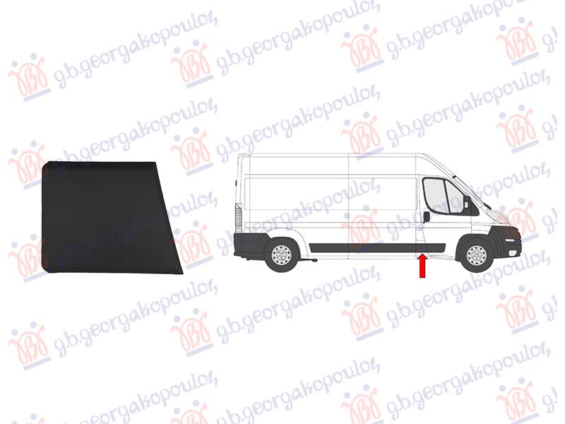LAJSNA STUBA PREDNJIH VRATA CRNA (KRATKA/DUGA SASIJA) Desna str. PEUGEOT BOXER (2006-2014) (OEM: 735684306)