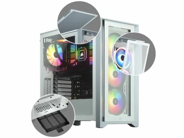 Kućište CORSAIR iCUE 4000X Mid-TowerATXkaljeno staklobez napajanjaRGBbela ( CC-9011205-WW )