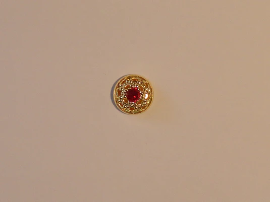 76197-GOLD METALLIC RED STONE