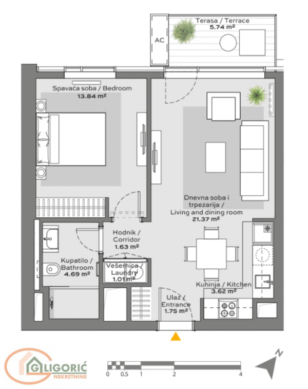 Dvosoban stan na prodaju, 58m2, 275.000€