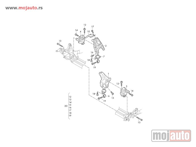 Audi A4 Nosac Motora Levo 16- NOVO