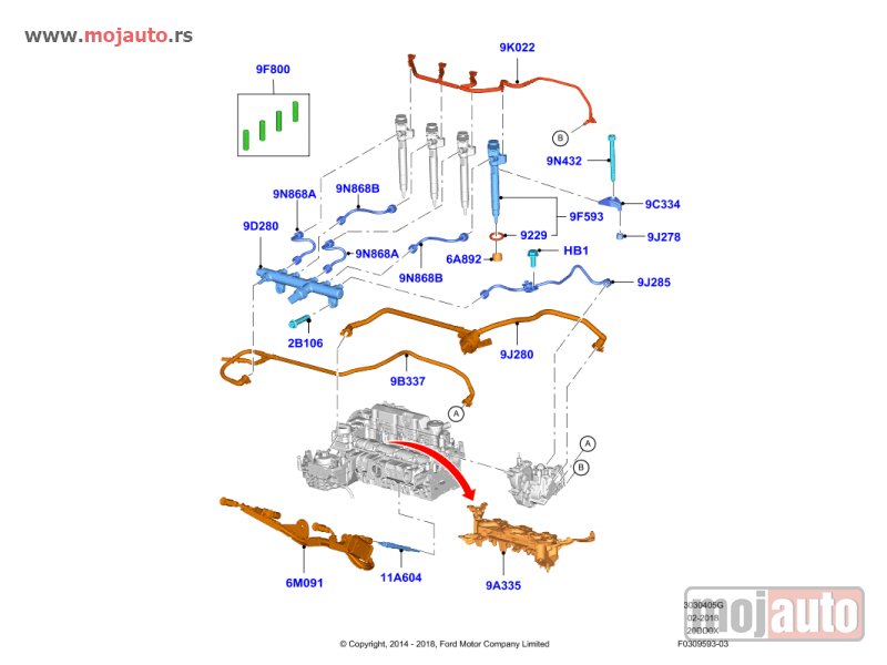 Ford Kuga 2.0 TDCi Prelivno Crevo Dizni 12-19,NOVO