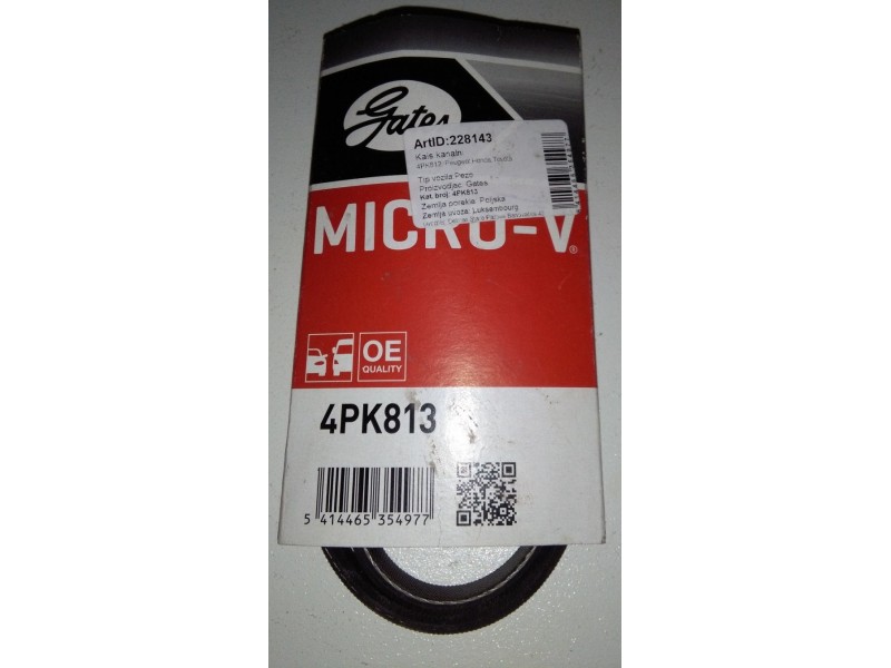 Gates Kaiš Kanalni 4PK813 za Peugeot, Honda, Toyota