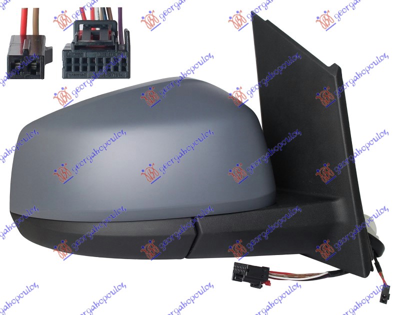 RETROVIZOR ELEKTRICNI SA GREJACEM PM (ELEKTRO-SKLOPIV) (MRTAV UGAO) (9 PIN) (KONVEKSNO STAKLO) Desna str. VW CADDY (2020-) (OEM: 2K7857408L)