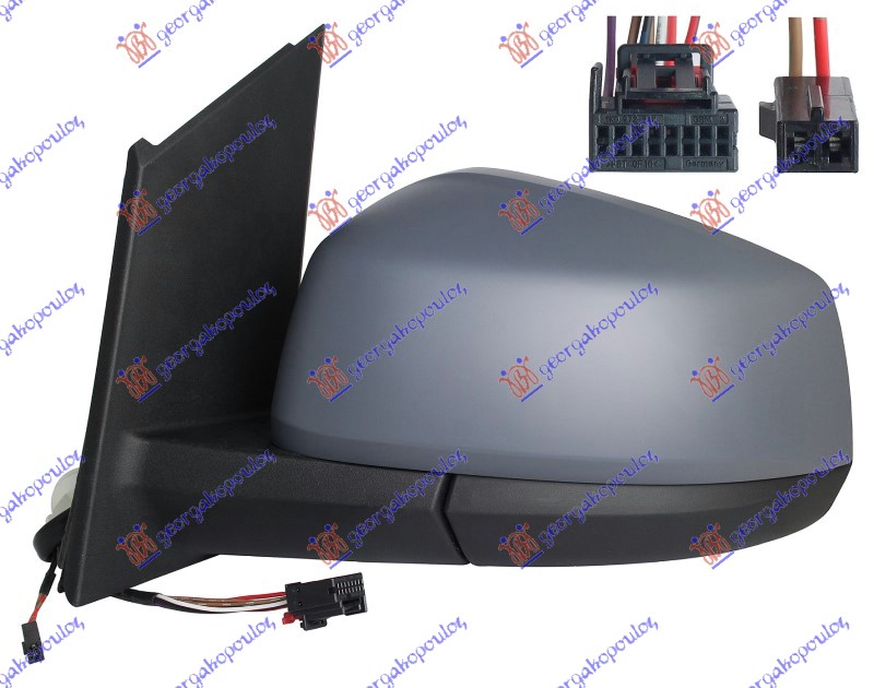 RETROVIZOR ELEKTRICNI SA GREJACEM PM (ELEKTRO-SKLOPIV) (MRTAV UGAO) (9 PIN) (KONVEKSNO STAKLO) Leva str. VW CADDY (2020-) (OEM: 2K7857407L)