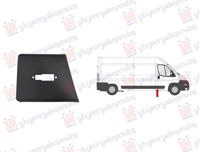 LAJSNA STUBA PREDNJIH VRATA CRNA (PREDNJI DEO) (KRATKA/DUGA SASIJA) (SA OTVOROM ZA GABARITNO SVETLO) Desna str. CITROEN JUMPER (2014-) (OEM: 735684307, 735755231)