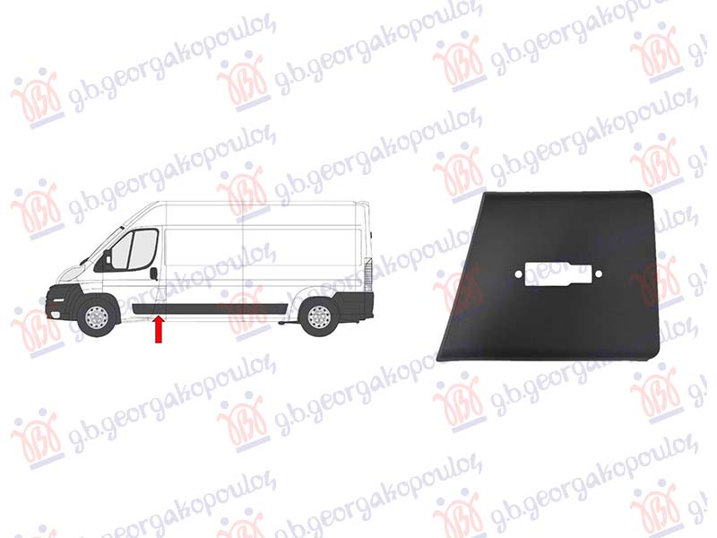 LAJSNA STUBA PREDNJIH VRATA CRNA (PREDNJI DEO) (KRATKA/DUGA SASIJA) (SA OTVOROM ZA GABARITNO SVETLO) Leva str. FIAT DUCATO (2014-2020) (OEM: 735684310)