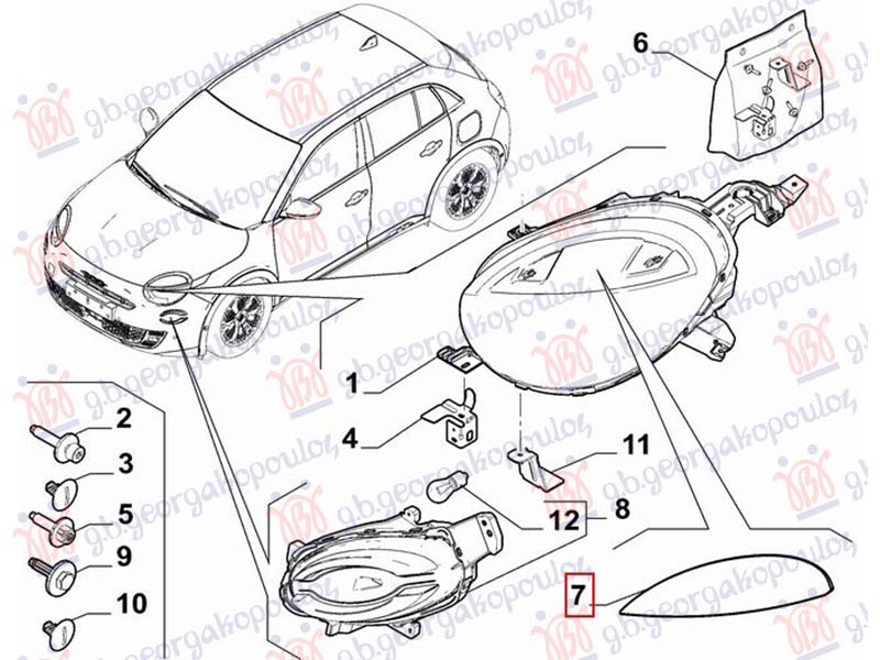 LAJSNA FARA (O) Desna str. FIAT 600 (2023-) (OEM: 735793445, 735795648)