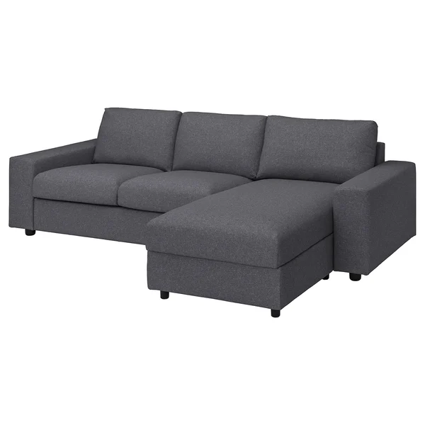 Sofa trosed s lenjivcem, sa širokim rukohvatima Gunnared/zagasitosiva