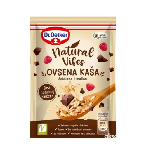Dr.Oetker Natural Vibes ovsena kaša čokolada i malina 60g