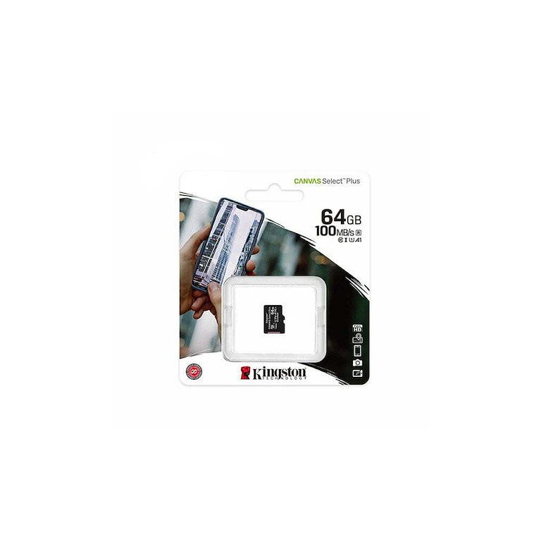 Kingston Micro SD 64GB Canvas Select Plus Class 10 UHS-I U1 V10 A1, Read Up To 100MB/S