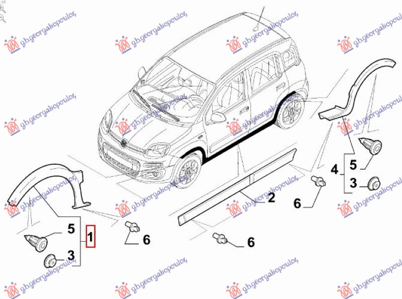 RUB PLASTICNI PREDNJEG BLATOBRANA (4X4/TREKKING) (O) Desna str. FIAT PANDA NEW (2012-) (OEM: 735536817)