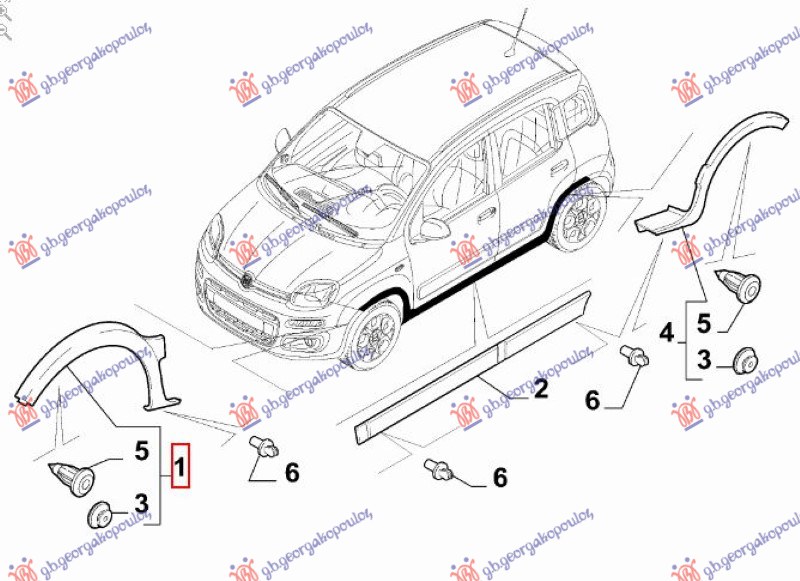 RUB PLASTICNI PREDNJEG BLATOBRANA (4X4/TREKKING) (O) Leva str. FIAT PANDA NEW (2012-) (OEM: 735536818)