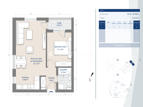 Dvosoban stan – 48.14 m² – Asta Residence, Medak padina