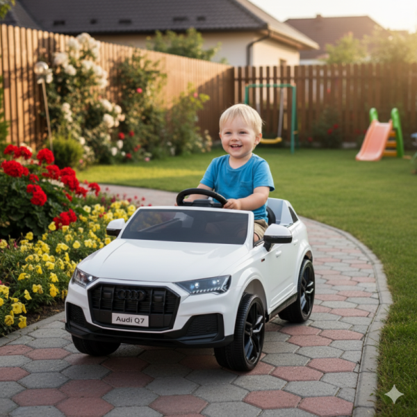 Licencirani dečiji auto Audi Q7 na akumulator – Premium Oprema – beli, model 88