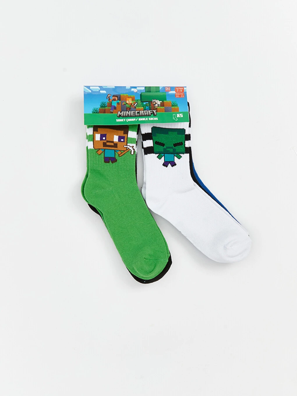 LCW Kids Minecraft Uzorkovane Čarape Do Gležnja Za Dečake, Pakovanje Od 5 Komada