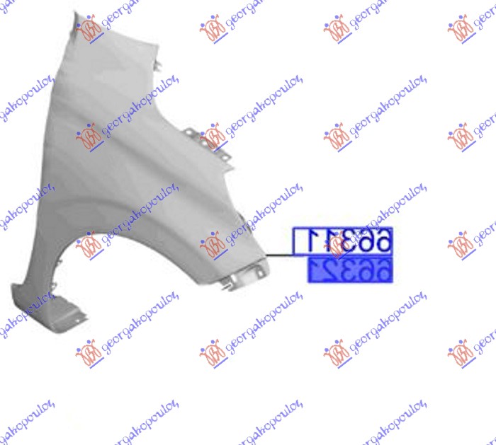 BLATOBRAN (BEZ OTVORA ZA MIGAVAC) (O) Desna str. HYUNDAI i10 III (2023-) (OEM: 66321-K7120, 66321K7120)