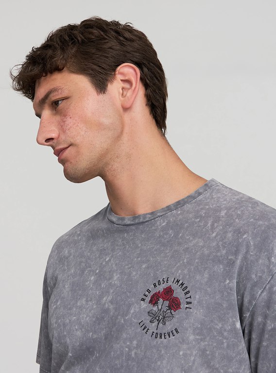 Majica acid wash sa printom sprijeda/straga Antracit