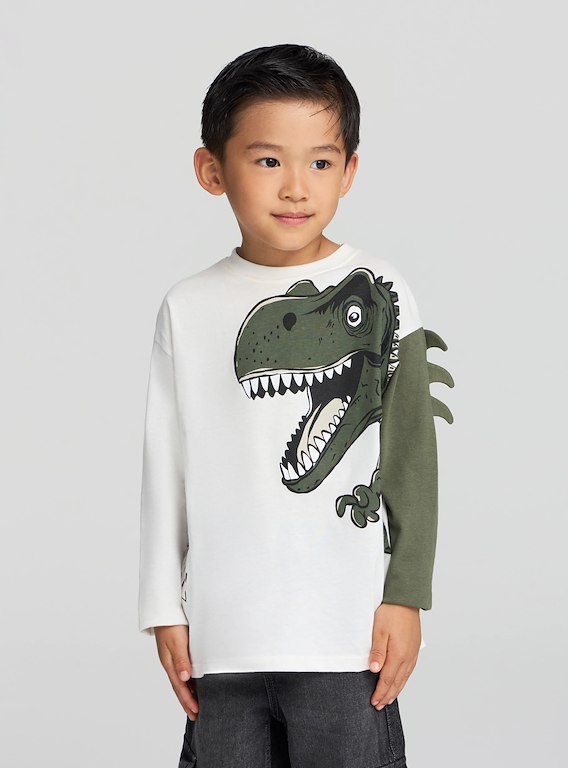 Majica sa printom dinosaura Bela vuna