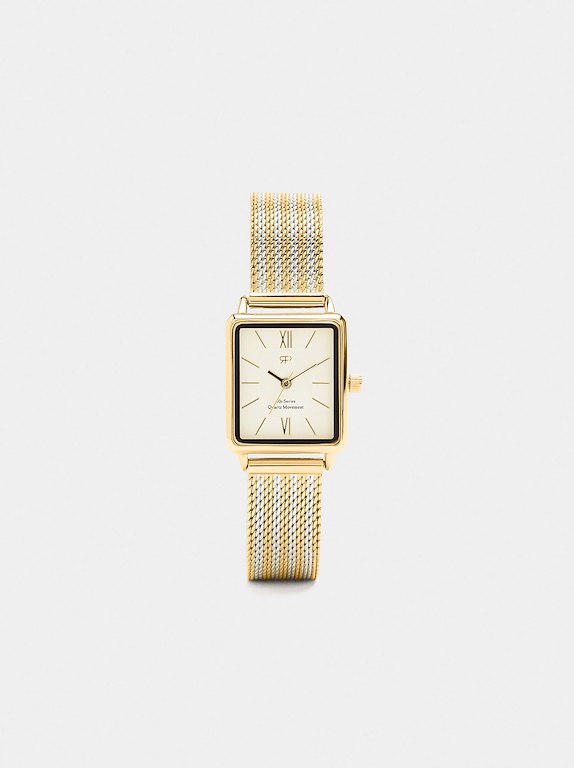 WATCH WITH BICOLOR STEEL MESH STRAP