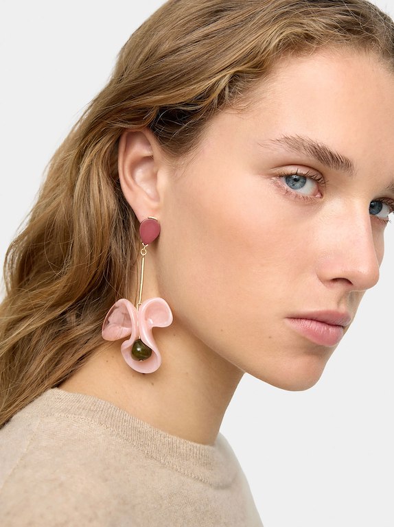 LONG EARRINGS WITH RESIN FLOWER