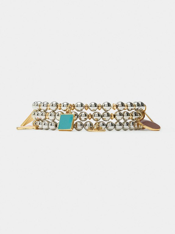 SET OF ELASTIC BRACELETS WITH CHARMS