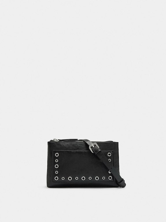 CROSSBODY BAG WITH CRACKED EFFECT AND STUDS