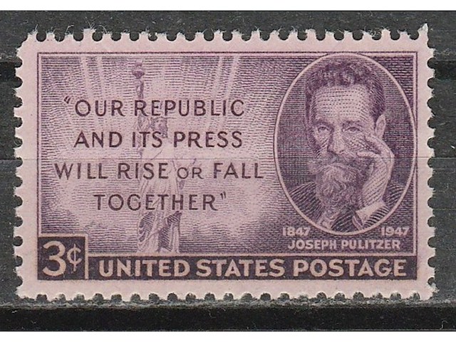 USA - 1947 - Joseph Pulitzer - MNH