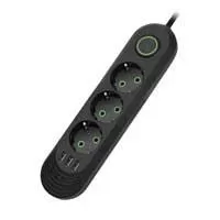 Produžni kabl 2m Sa 3 Šuko i 3 USB-A utičnice NV371U-2/BK