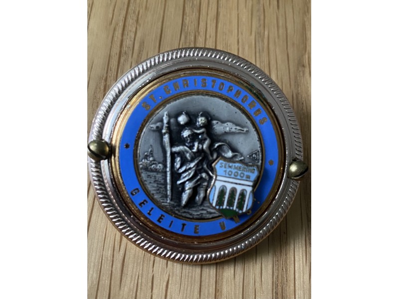 Originalni vintage metalni bedž „St. Christopher“ emajl