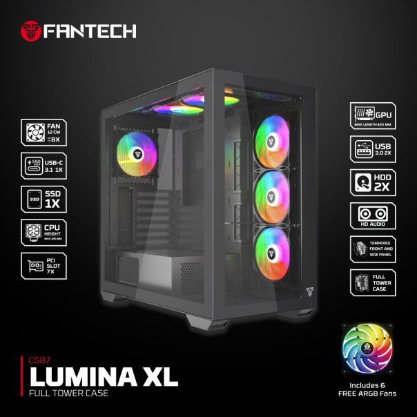 Kućište Gaming Fantech CG87 Lumina XL crno