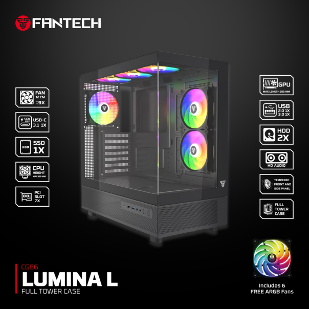 Kućište Gaming Fantech CG86 Lumina L crno
