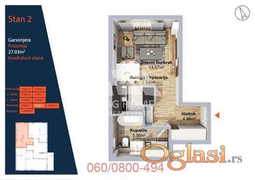 Garsonjera+bašta 50m2-Lekino Brdo, Pašmanska ID#3454