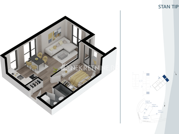 Dvosoban stan – 48.38 m² – Asta Residence, Medak padina