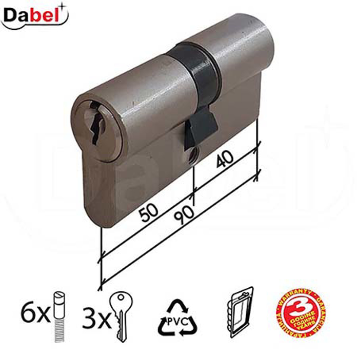 Cilindar za vrata DABEL CL2036 Nikl 90 mm (40-50) 3K DBP1 – 3398114