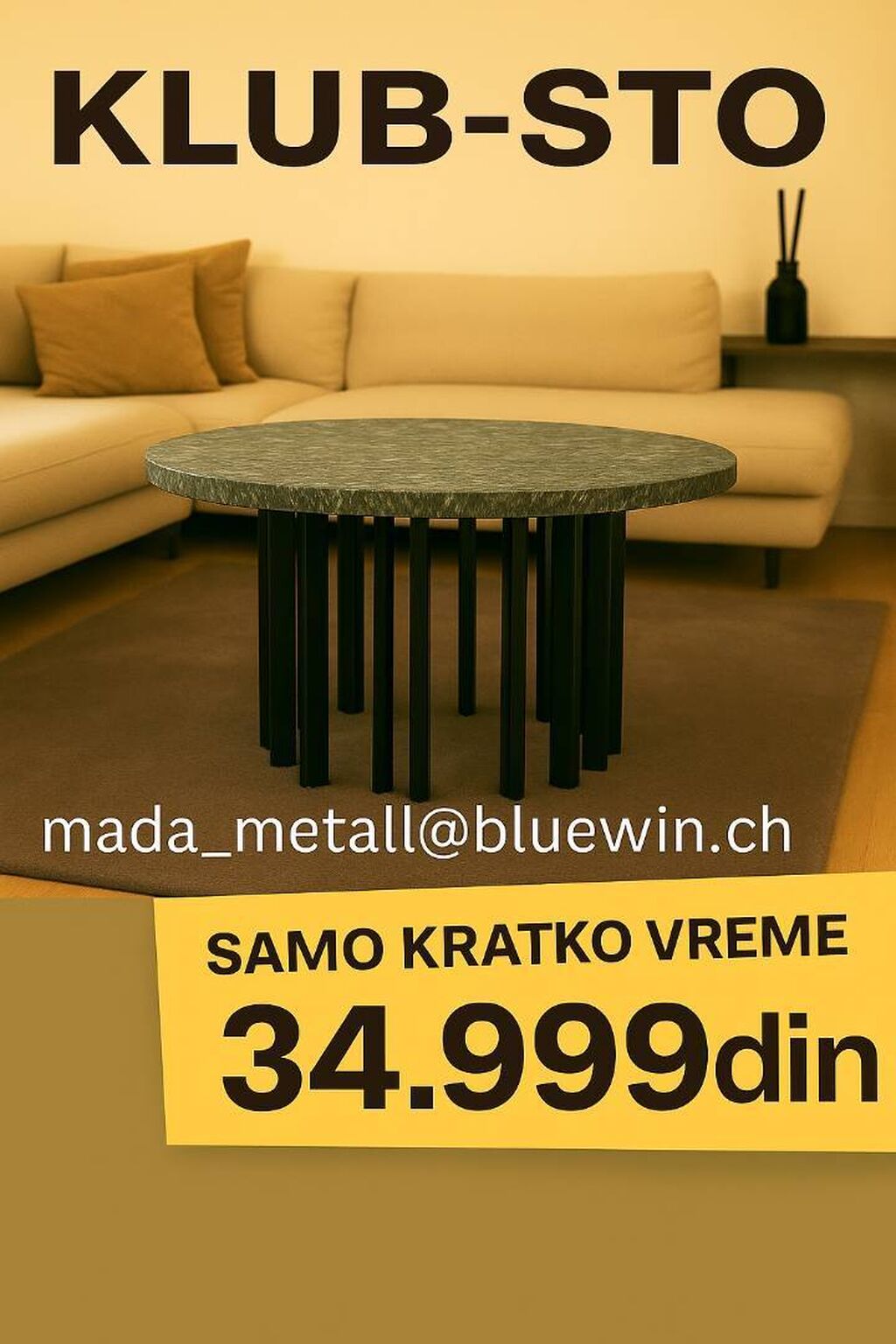 ✨ Moderan klub sto za vaš dom! ✨ Unesite dozu elegancije i