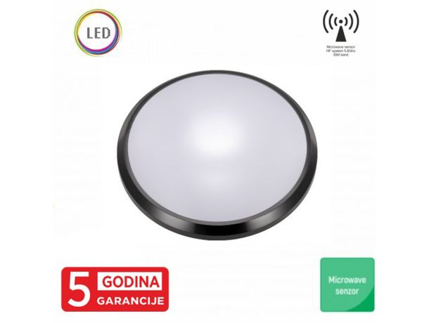 M271-C CRNA 12W IP20 okrugla LED plafonjera sa microwave senzorom pokreta fi250x56mm ISM band 5Y Mitea Lighting
