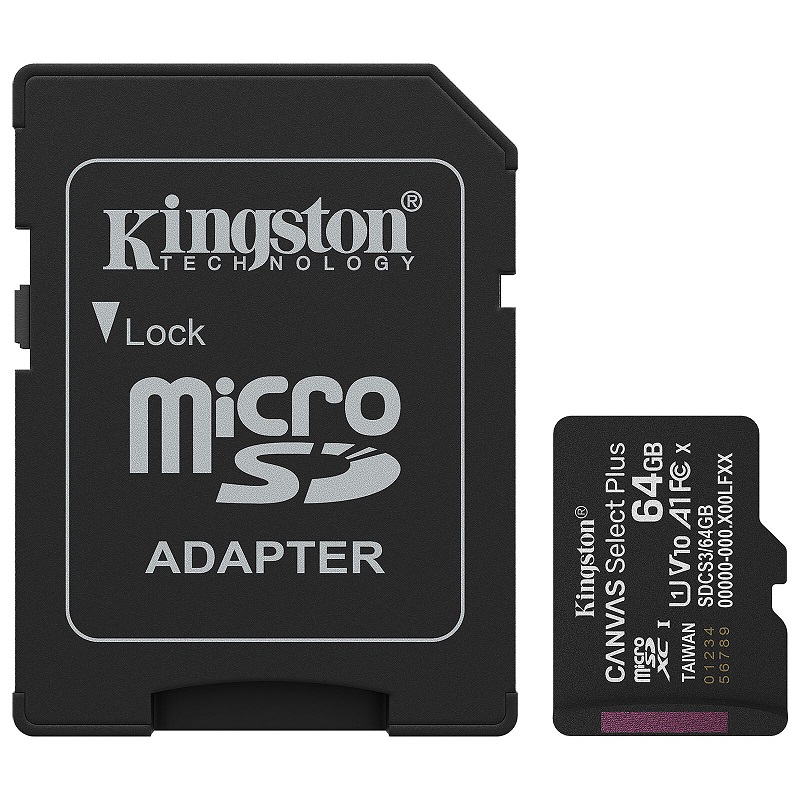 Kingston MicroSD Card 64GB SDCS3/64GB + SD Adapter