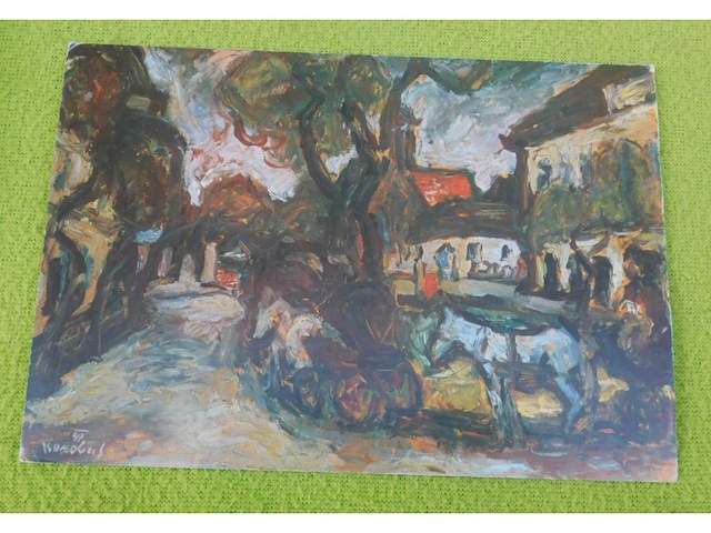 Milan Konjović - Fijakeri na trgu 1947
