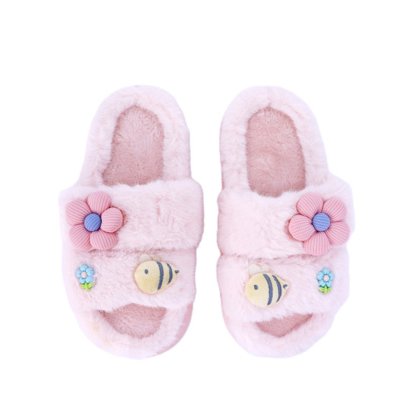 Cute&Cool HOME papuče krznene sa stikerima, roze