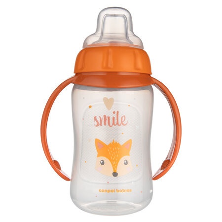 Canpol babies flasica/solja sa kljunom i ruckama 56/512 "happy animals - 320ml orange ( 56/512_ora )