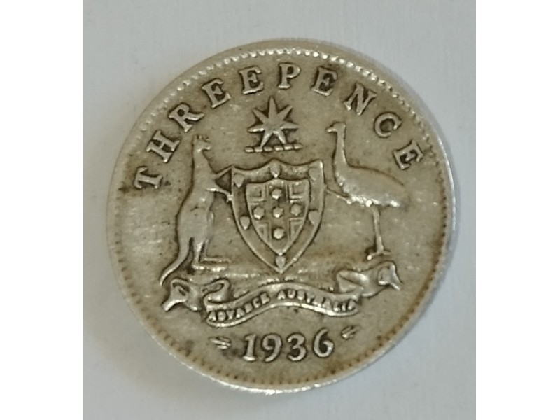 3 pence Australija 1936 Srebrnjak George V