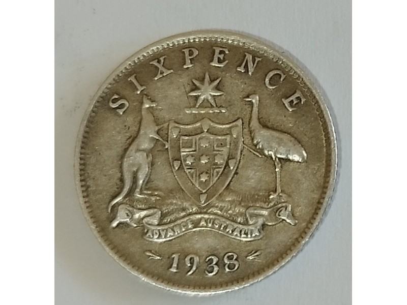 6 pence Australija 1938 Srebrnjak George V