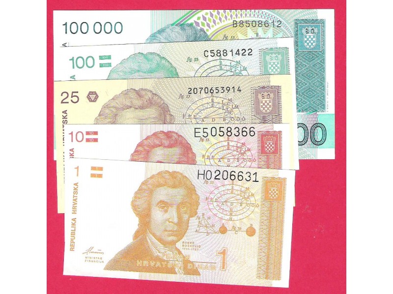 5 X Novcanica 1993 godina UNC.