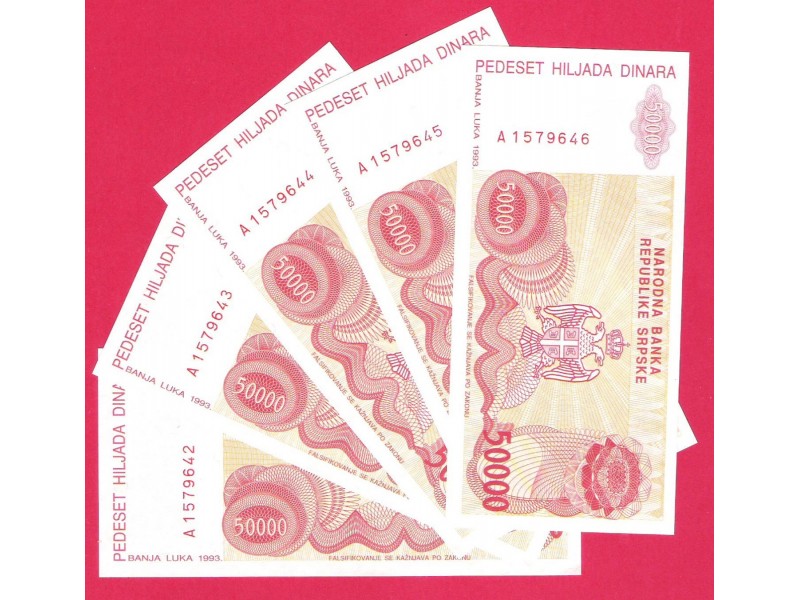 5 X Novcanica 1993 godina UNC.