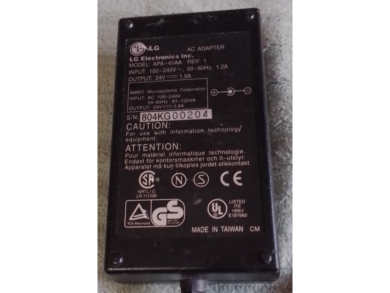 LG adapter 24V 19A ORIGINAL jacine 45W za TV uredjaje.