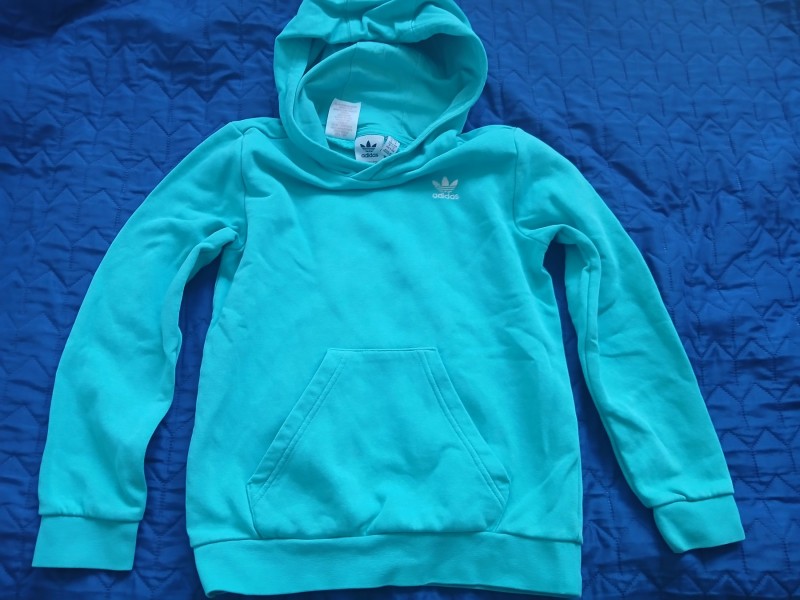 Adidas tirkizni duks sa kapuljacom i dzepom, 140